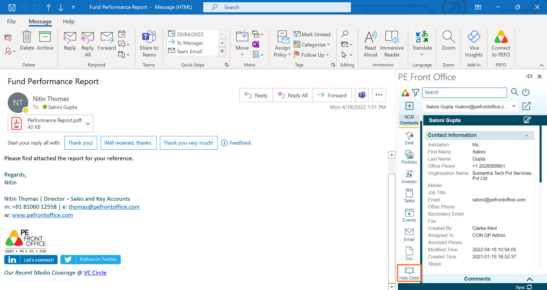 PE Front Office Help
